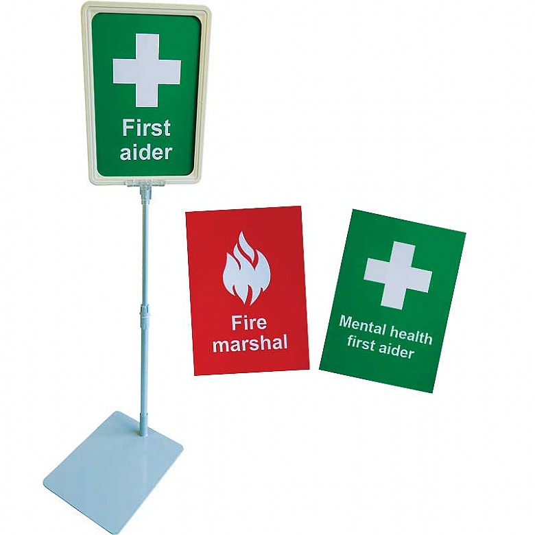 First Aid and Fire A5 Desk Signs | First Aider Identification | Safety ...