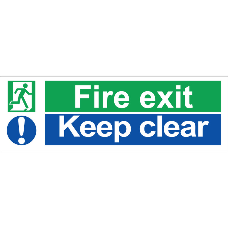 Fire Exit Keep Clear Sign, 45x15cm (Rigid) | Exit & Fire Safety Signs ...