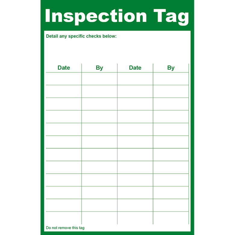 General Inspection Tag, 8.5x13cm | Inspection Tags | Safety First Aid