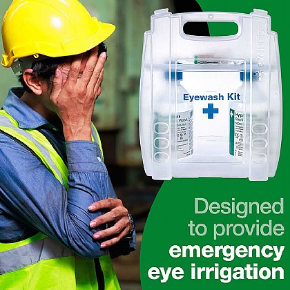 Emergency eye wash to irrigate the eyes